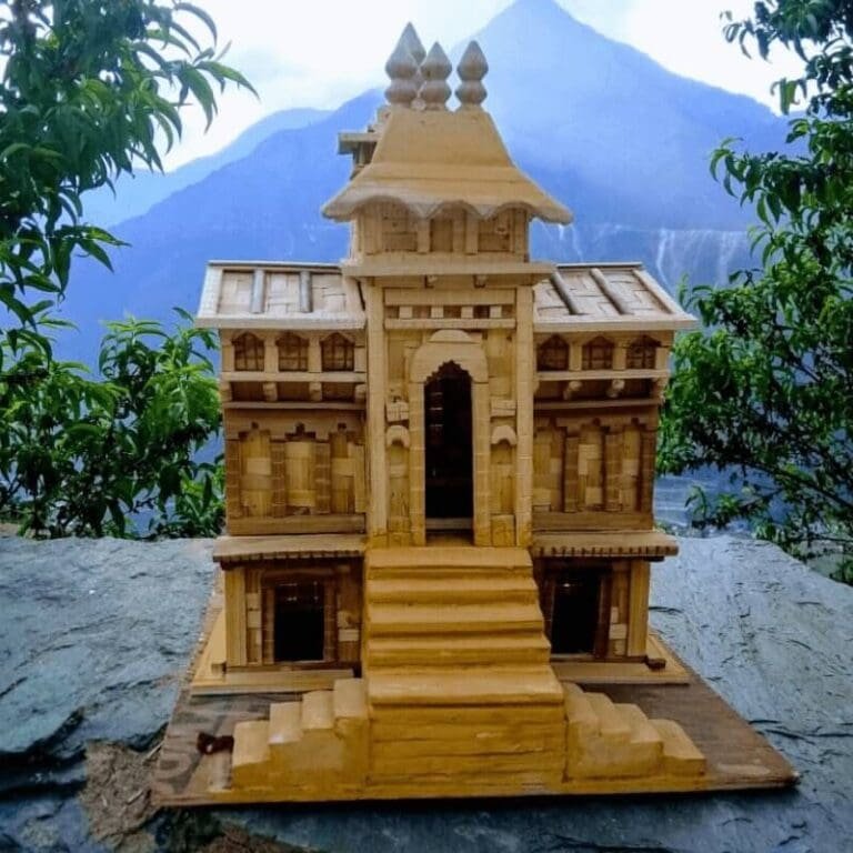 Badrinath Temple Showpiece (Bamboo & Ringaal) - Uttarakhand Haat