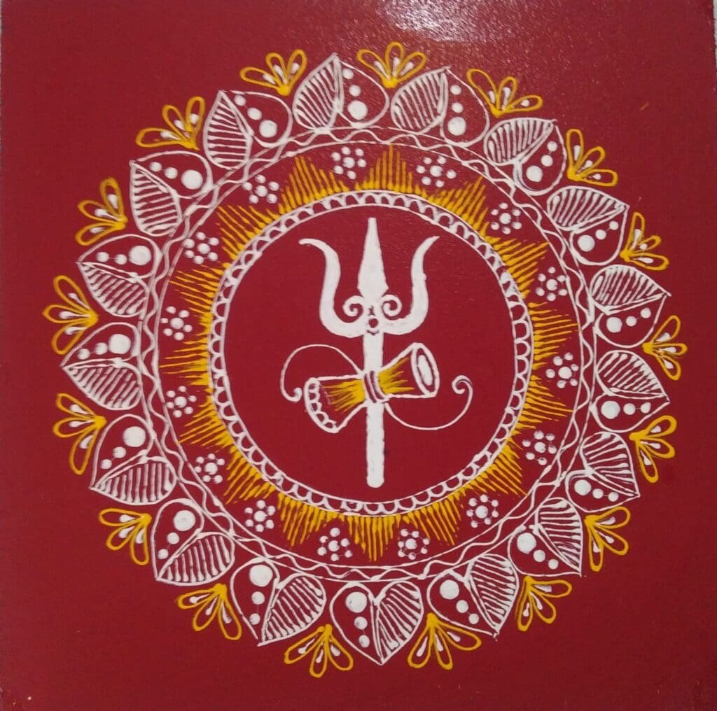 Handmade Aipan Art Photo Frame – Traditional Folk Art Decor